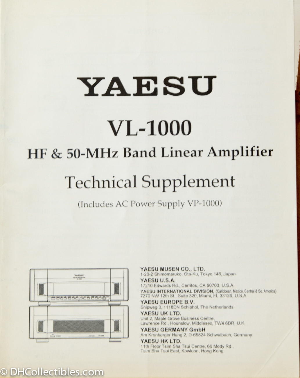 Yaesu VL-1000 Amateur Radio Linear Amplifier Service Manual | DH ...