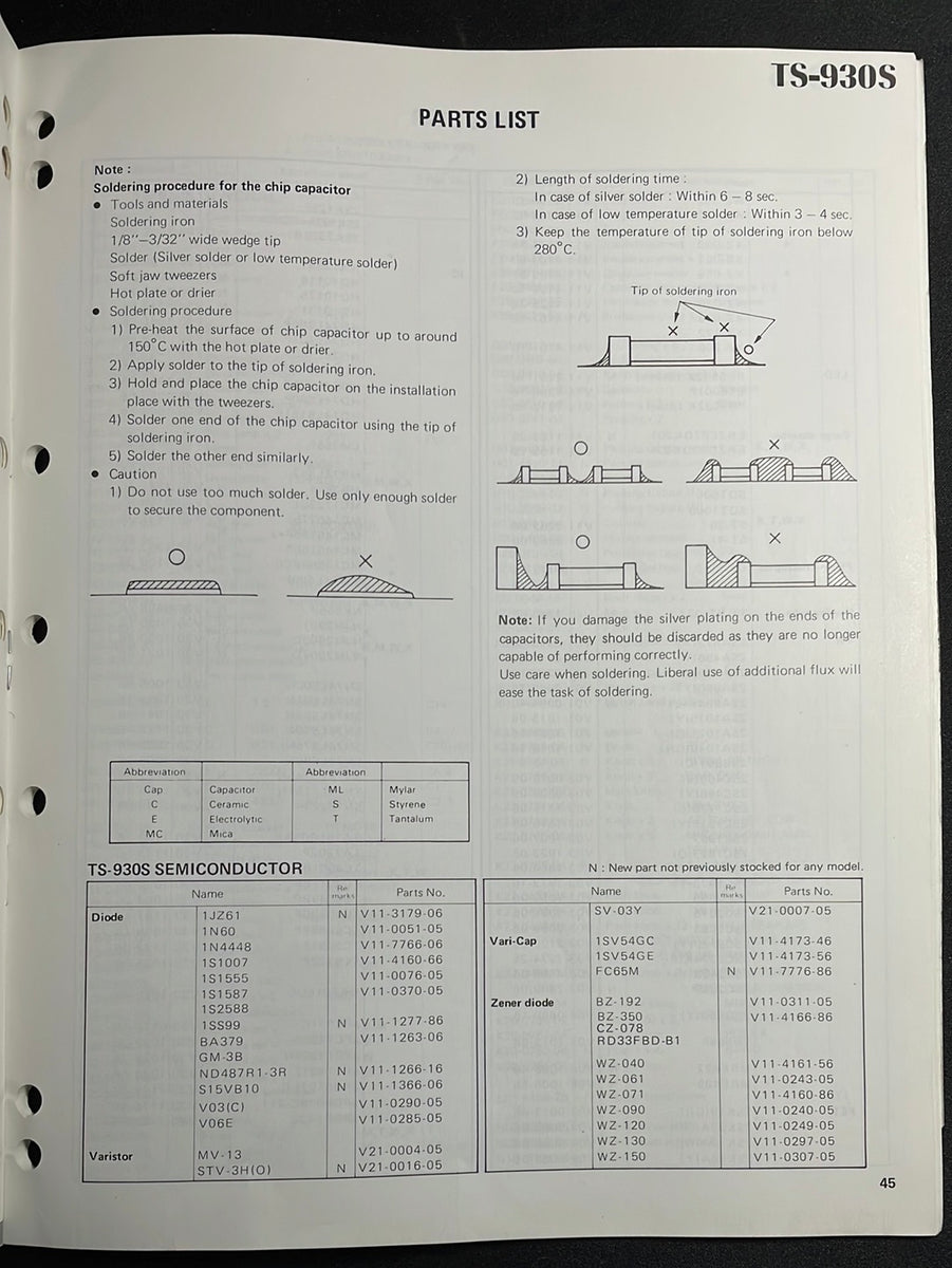 Kenwood TS-930S Amateur Radio Service Manual| DH Collectibles